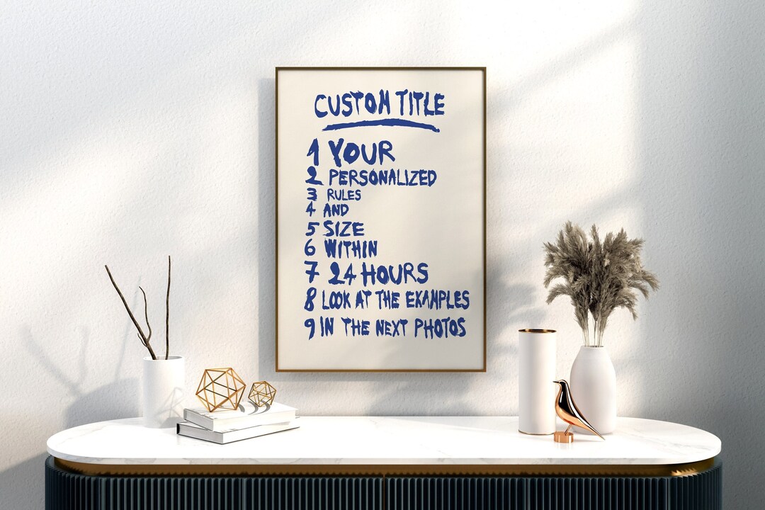 Custom Rules, Apartment Art, Rules of Life, Rules Wall Art, Wall Art ...