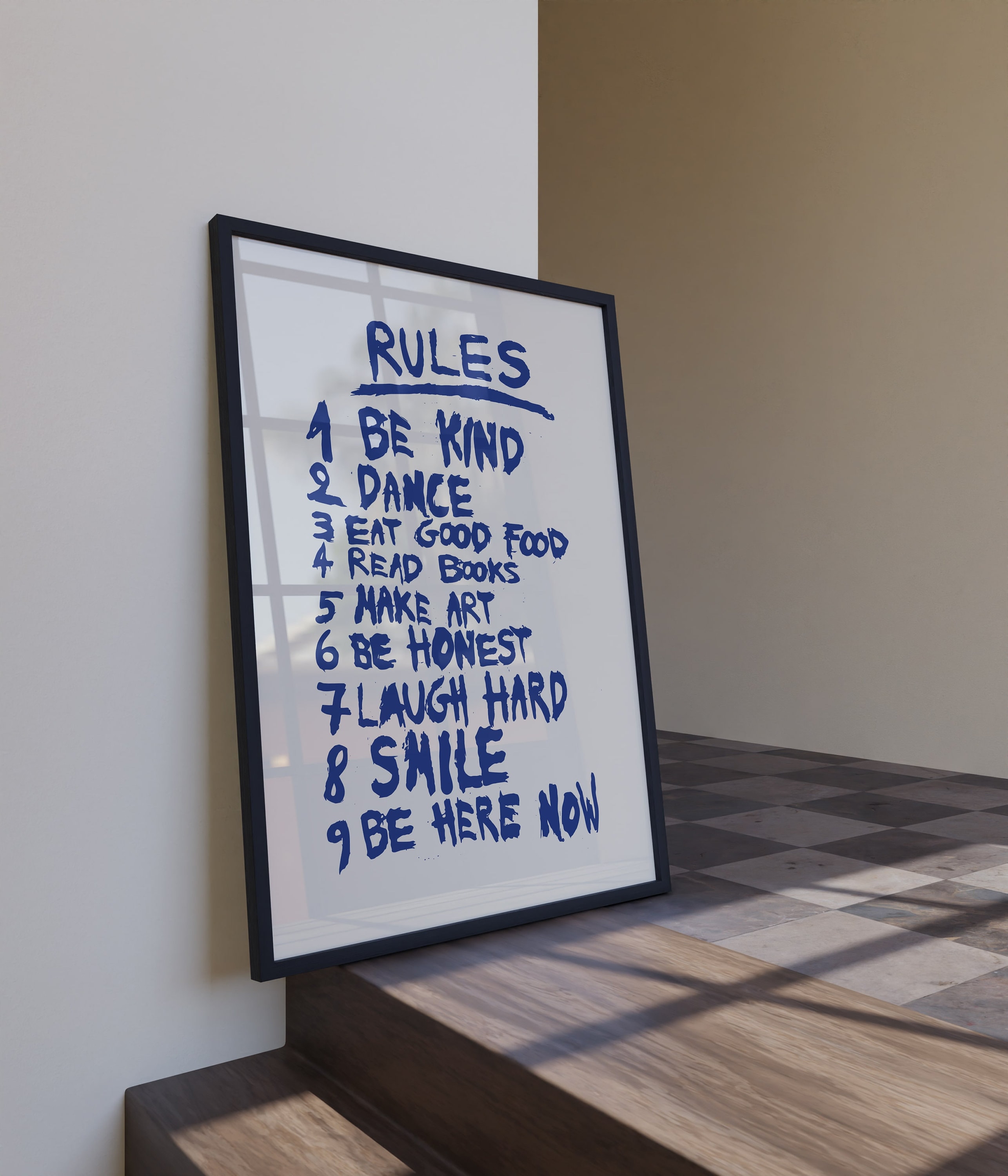 Retro Wall Art, Rules Art Print, Rules of Life, Wall Art for Apartments ...