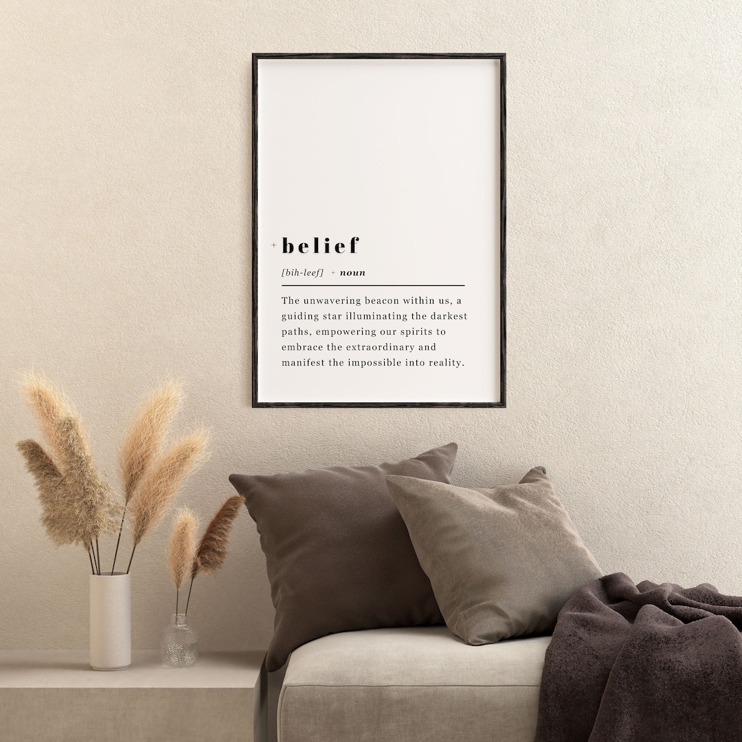Belief Definition Poster, Digital Wall Art, Motivational Print ...