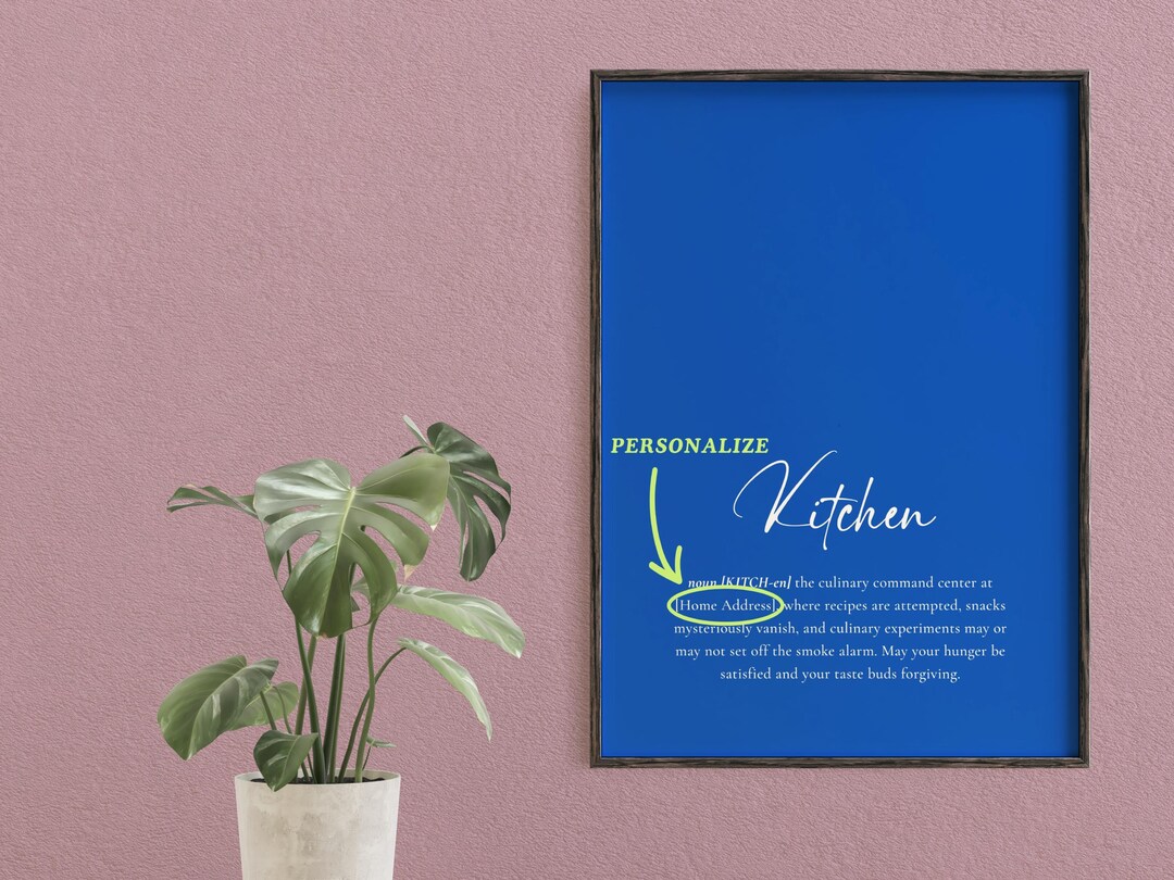 Personalized Kitchen Definition Art: Custom Home Address (digital ...