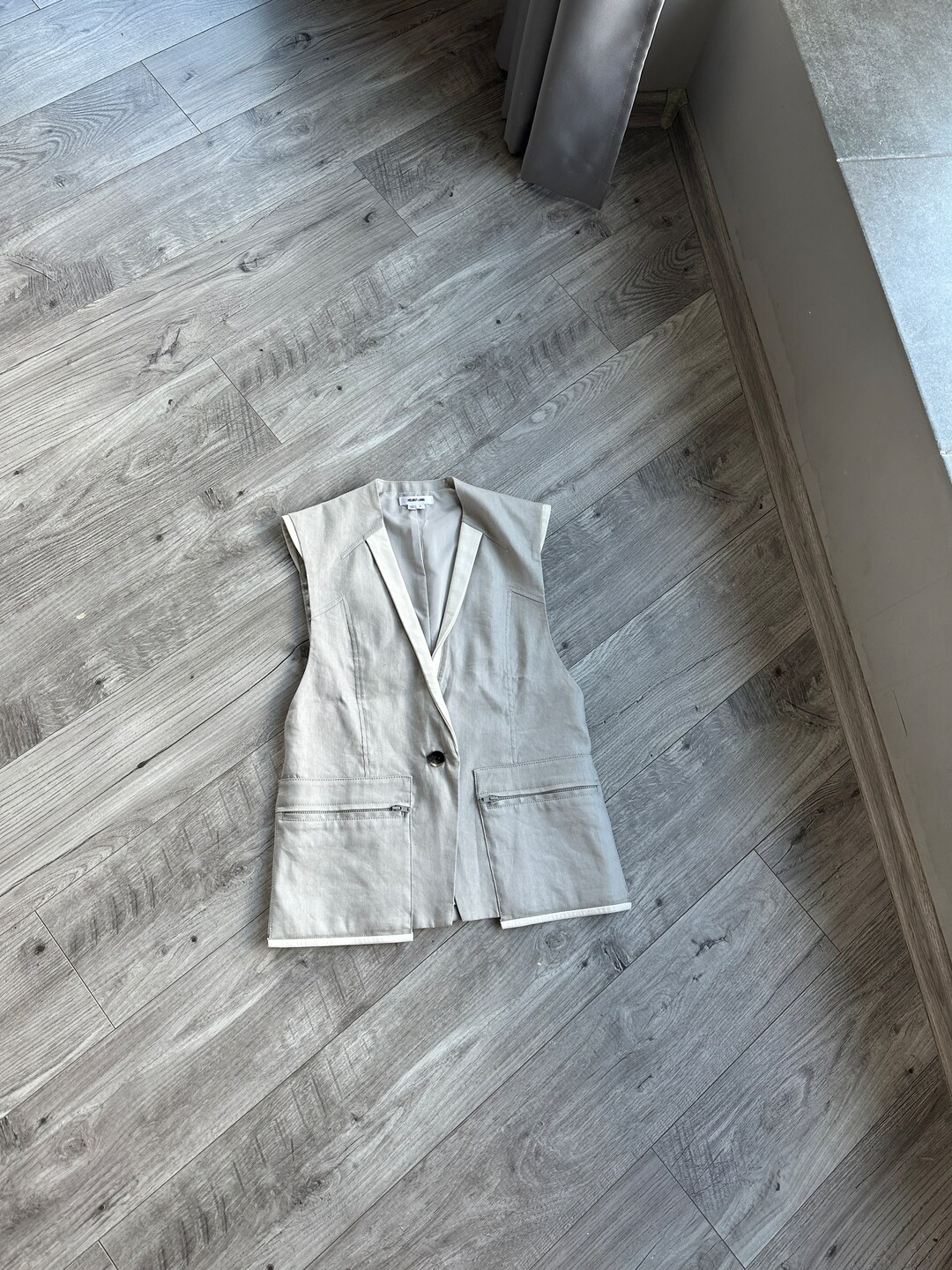 Helmut Lang Gray Linen Vest With White Leather Decorations - Etsy