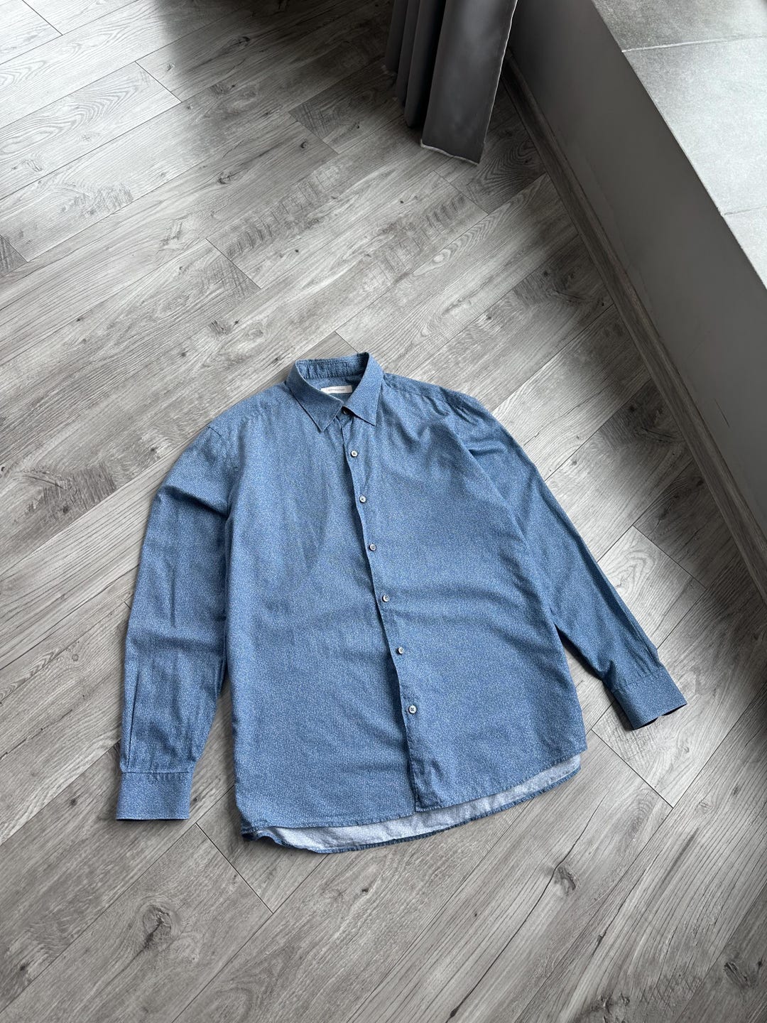 Ermenegildo Zegna Men’s Monogram Blue Cotton Dress Buttons up Shirt - Etsy