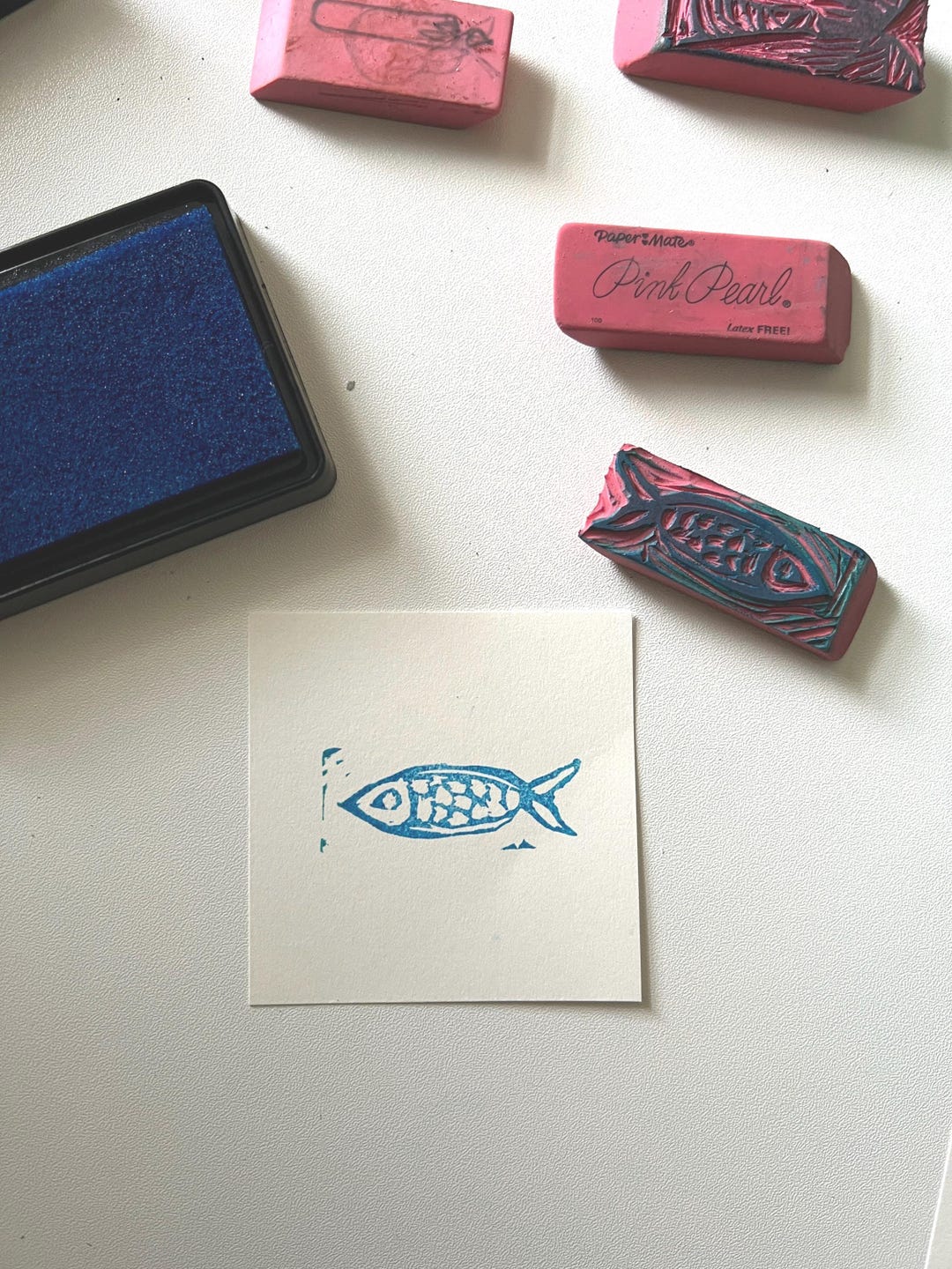 Handmade Miniature Fish Print | Small Linocut Style Art - Etsy