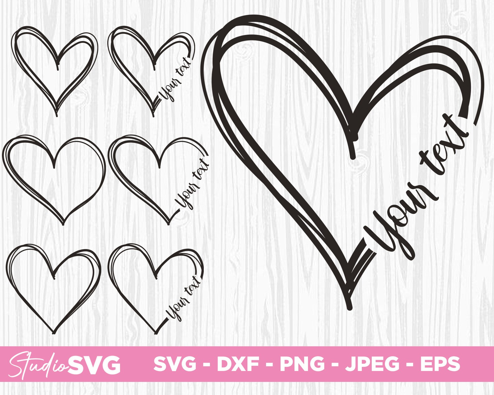 Heart Svg Bundle Doodle Heart Svg Heart Svg Open Heart Svg - Etsy