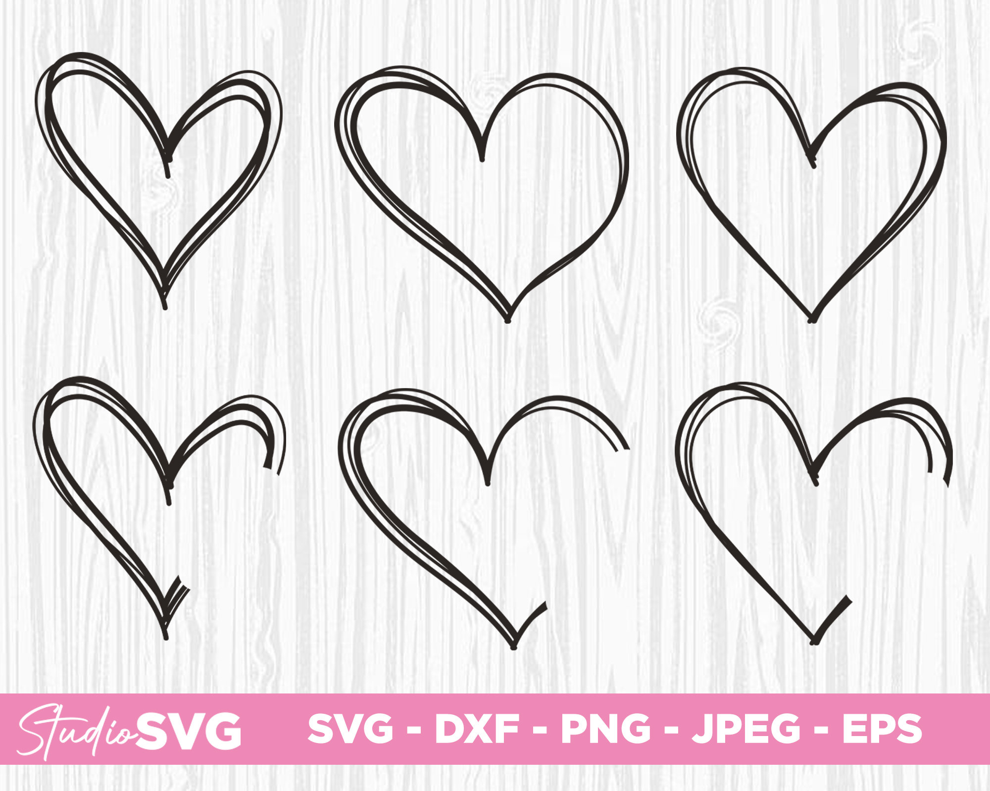 Heart Svg Bundle Doodle Heart Svg Heart Svg Open Heart Svg - Etsy
