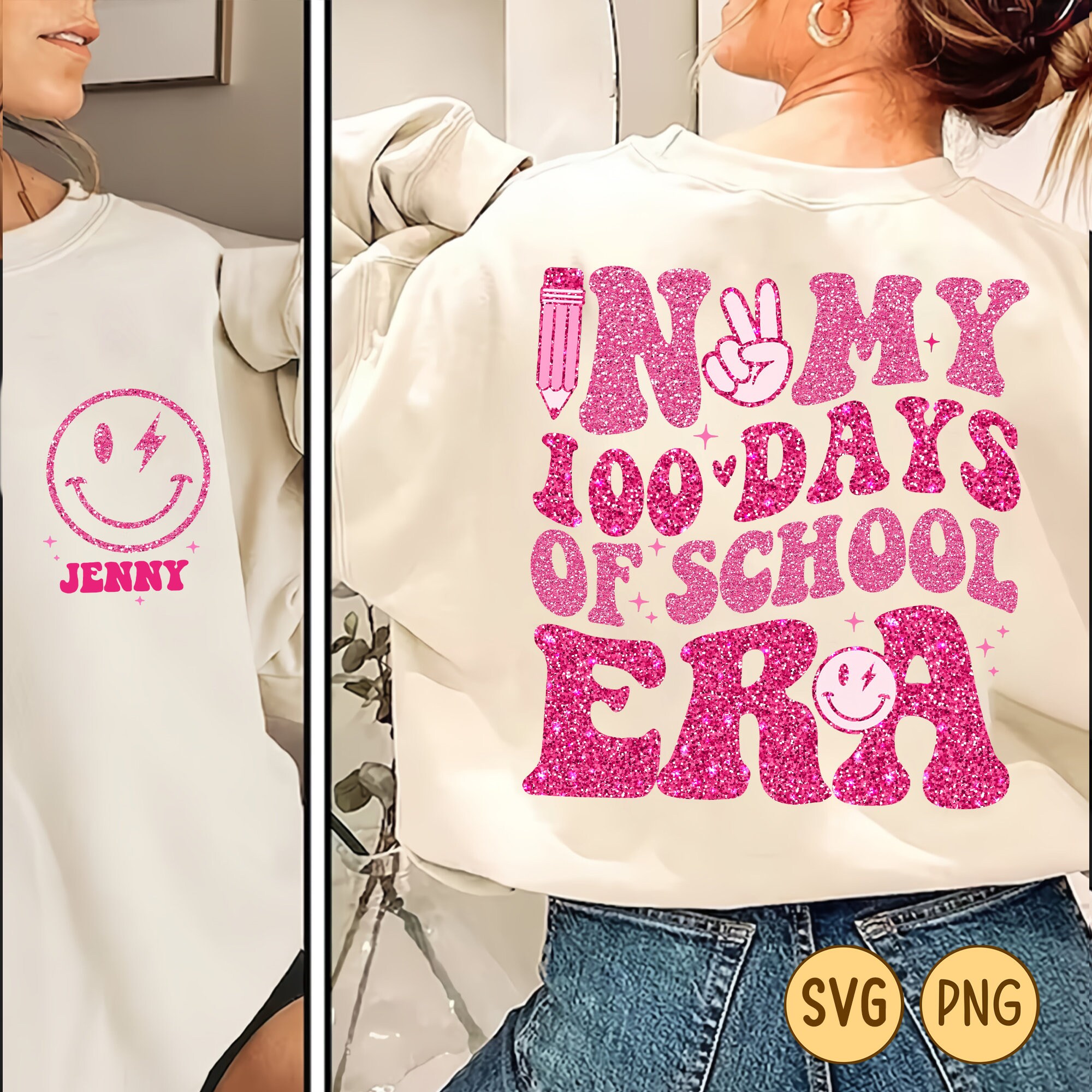 In My 100 Days of School Era Glitter Svg, Png 100 Days Era Shirt, 100th ...