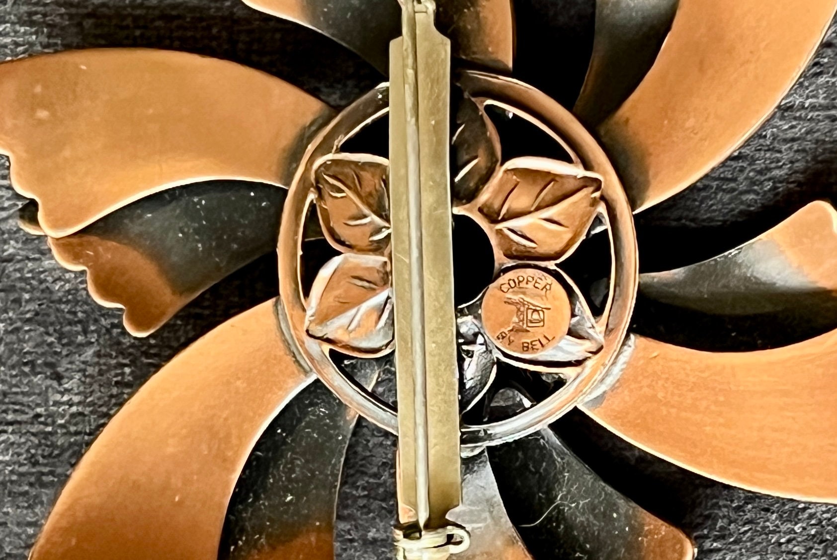 Vintage Copper Flower Brooch by Bell - Etsy
