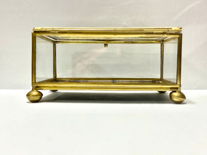 Glass Dresser Box, Trinket Box, Mirrored Glass Casket Beveled Glass ...