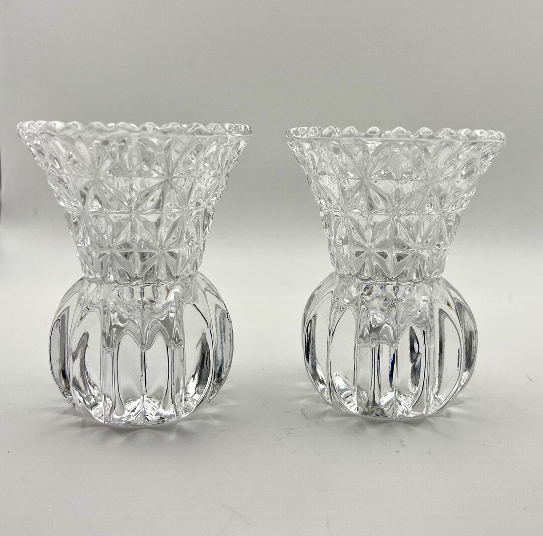 Princess House-fostoria-24% Lead Crystal Toothpick Holder, Bud Vase, Sawtooth Rim, Match Holder ...