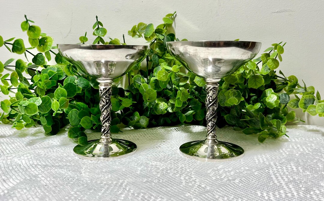 Vintage Silver Plate Wine Goblets; Set of 2; Valero Chalice; Made in ...