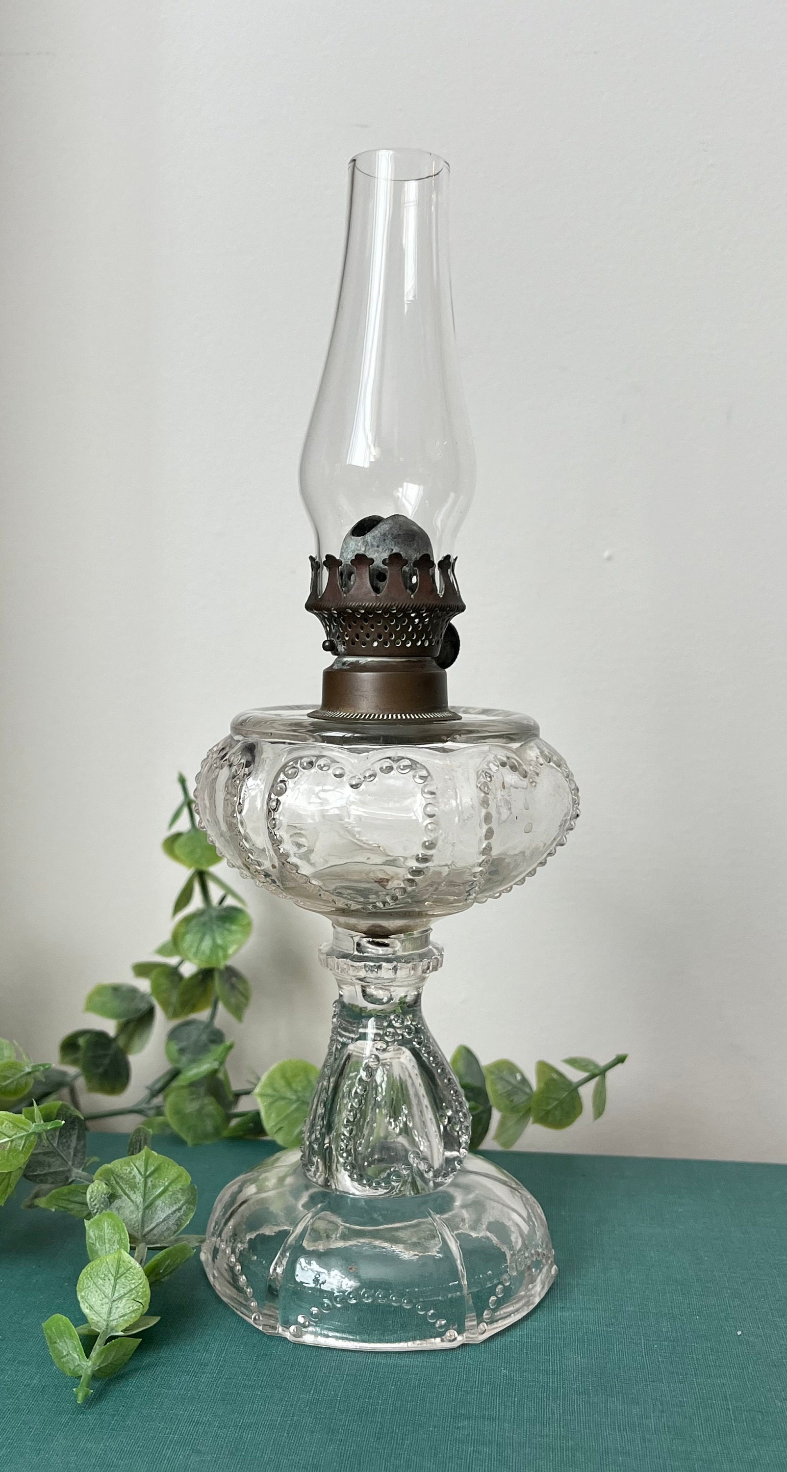 RARE, Findlay Queen Heart Night Lamp, Circa 1800 Clear Glass Sweetheart ...