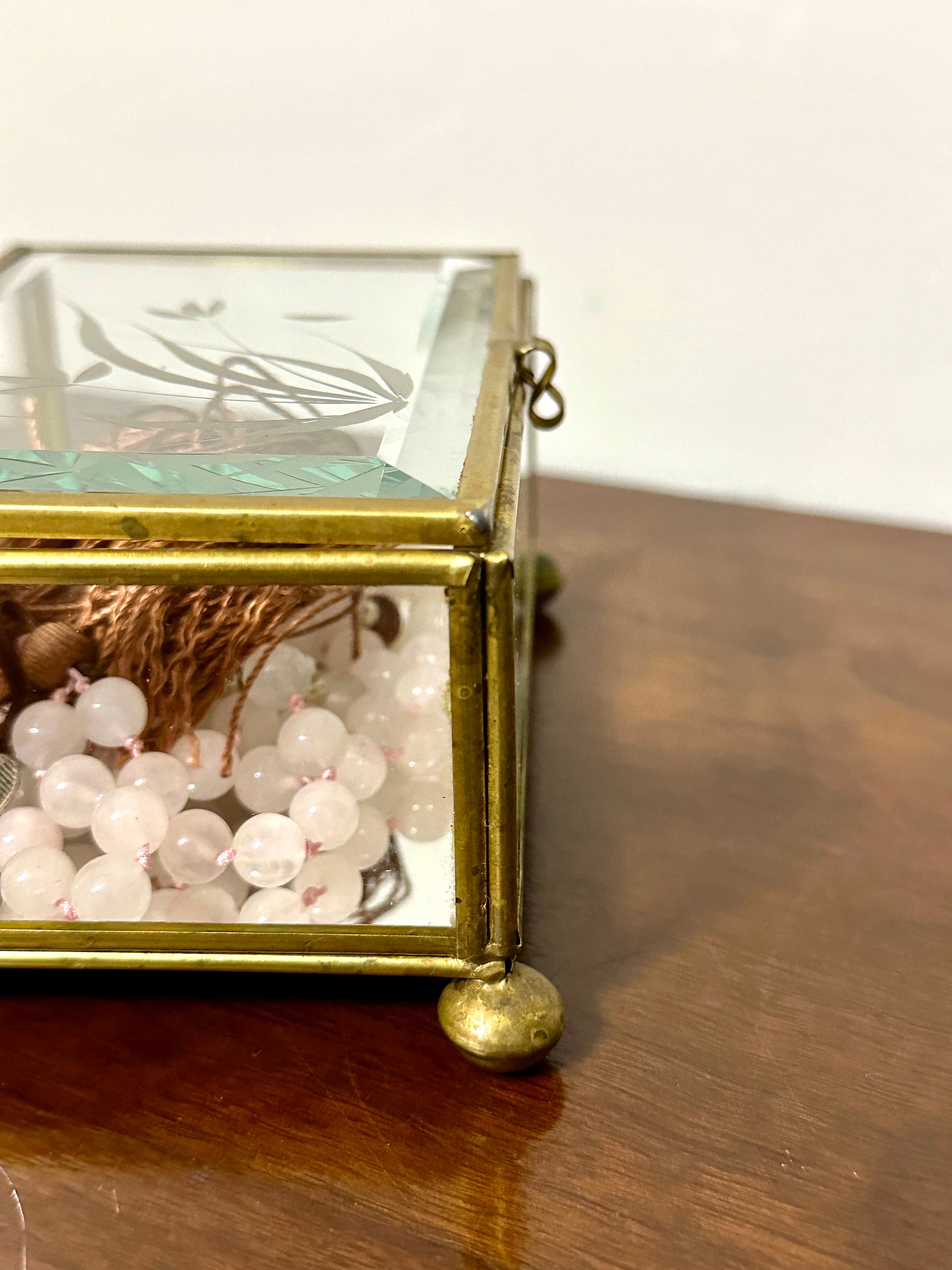 Glass Dresser Box, Trinket Box, Mirrored Glass Casket Beveled Glass ...