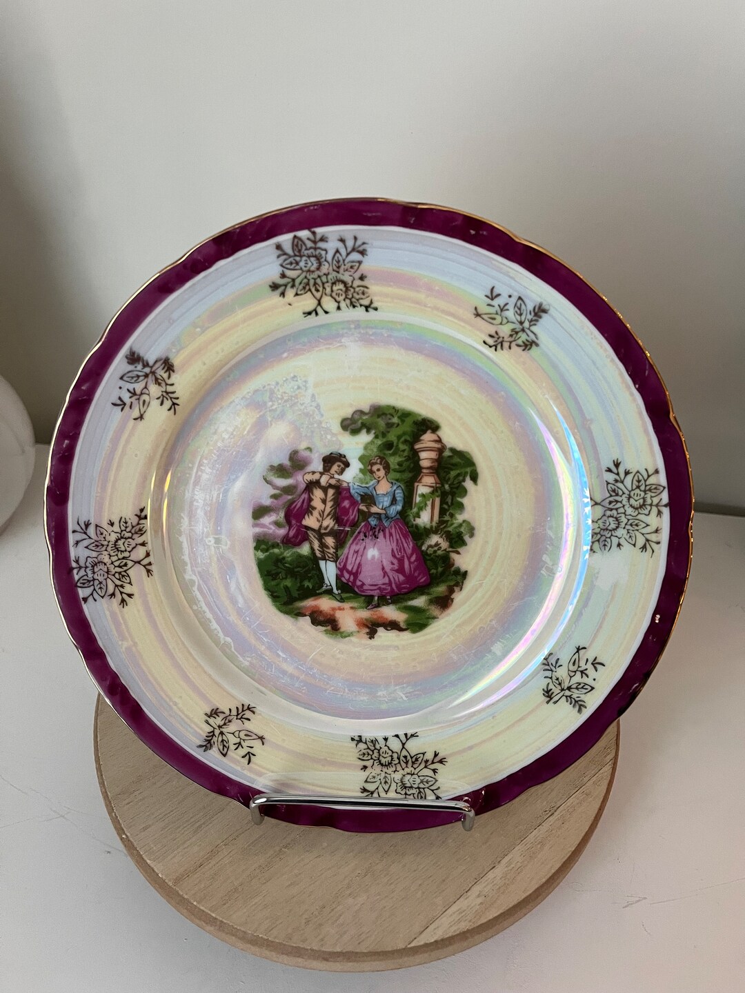 Vintage Lusterware Courting Couple Salad Plate / Dessert Plate, Set of ...