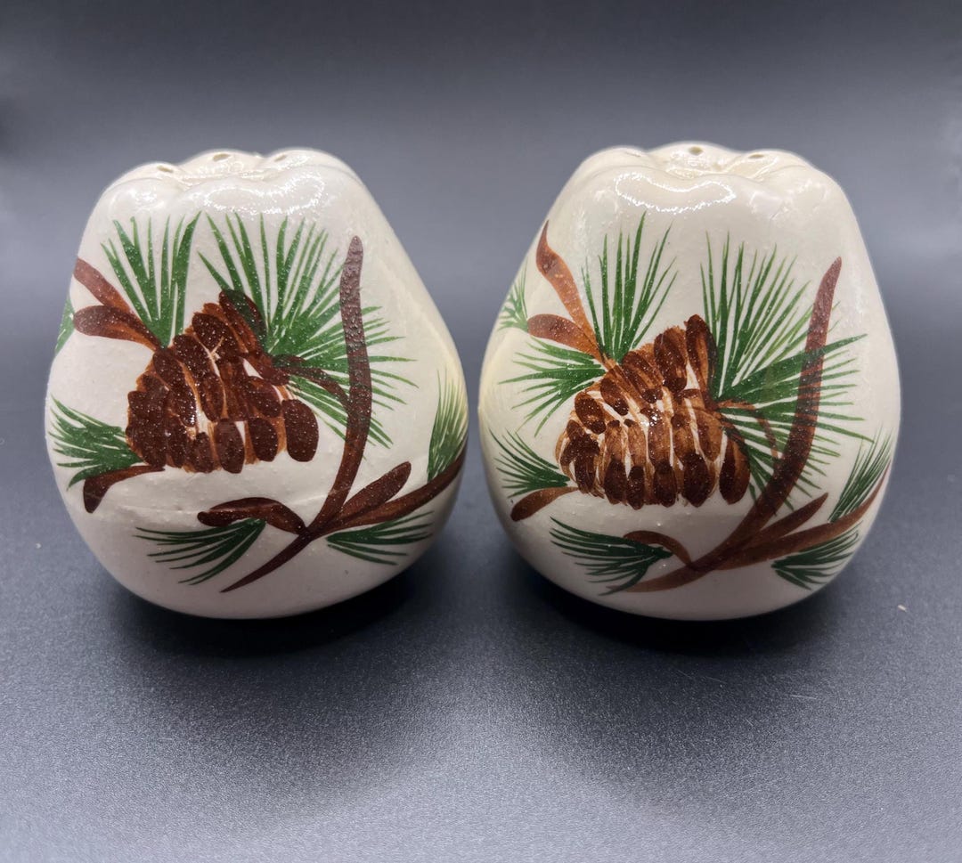 Vintage Hand-painted Salt and Pepper Shakers, Made in NC, Pine Cone ...