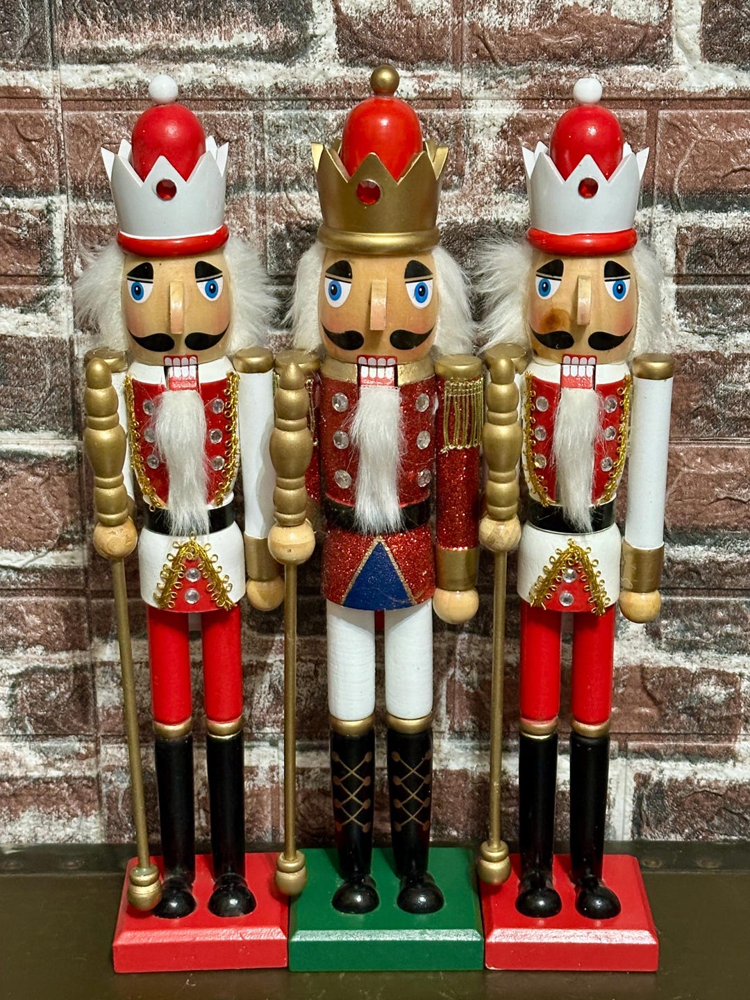 Traditional 15” Wooden Nutcrackers; Kings; Red, White, & Gold Christmas ...