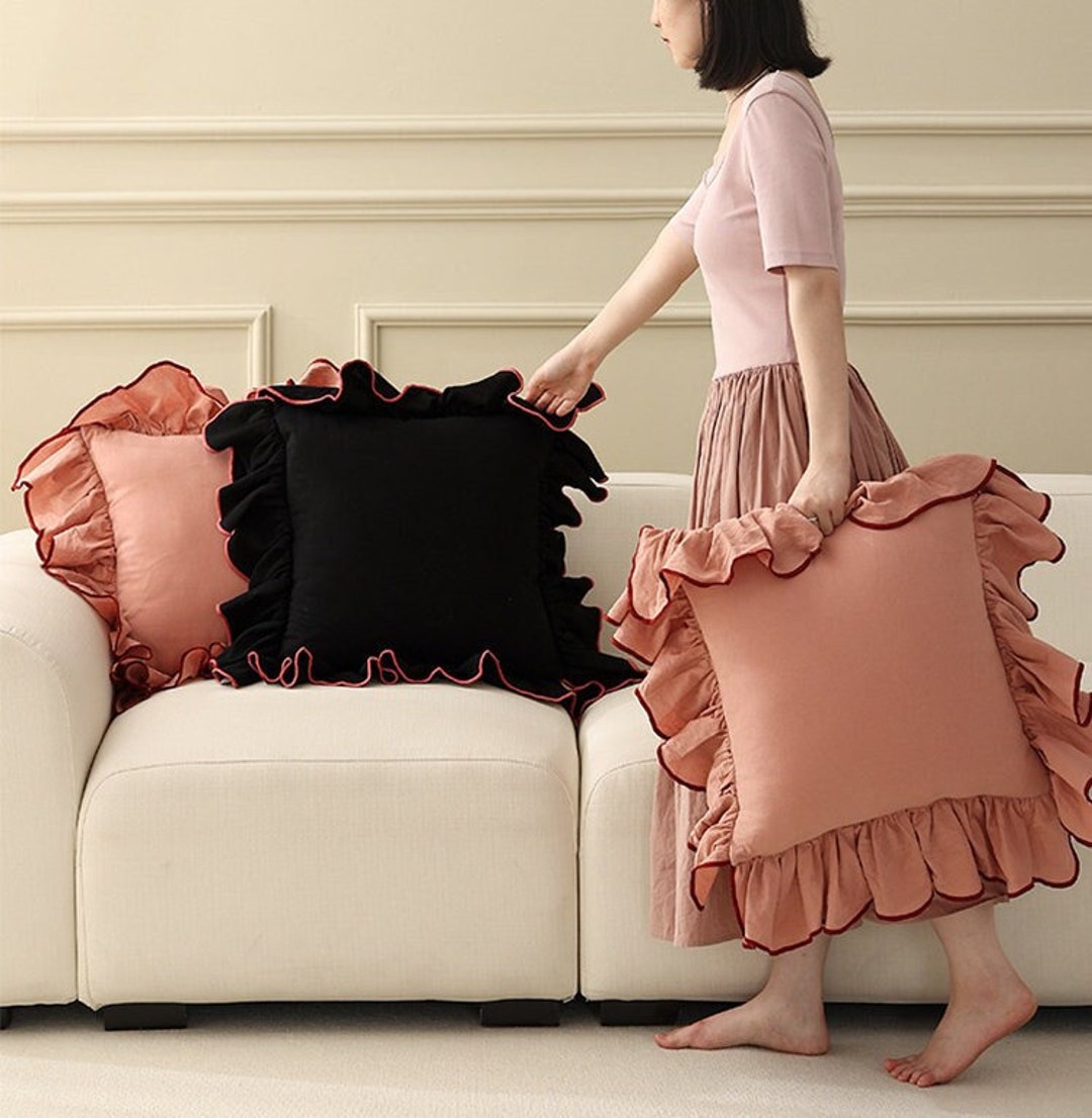 Cotton Ruffled Plain Color Pillowcases,100% Cotton Pillow Shame,ruffle ...