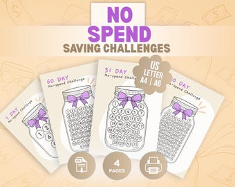 No-spend Challenge Printable Bundle | Savings Tracker (PDF) - Etsy