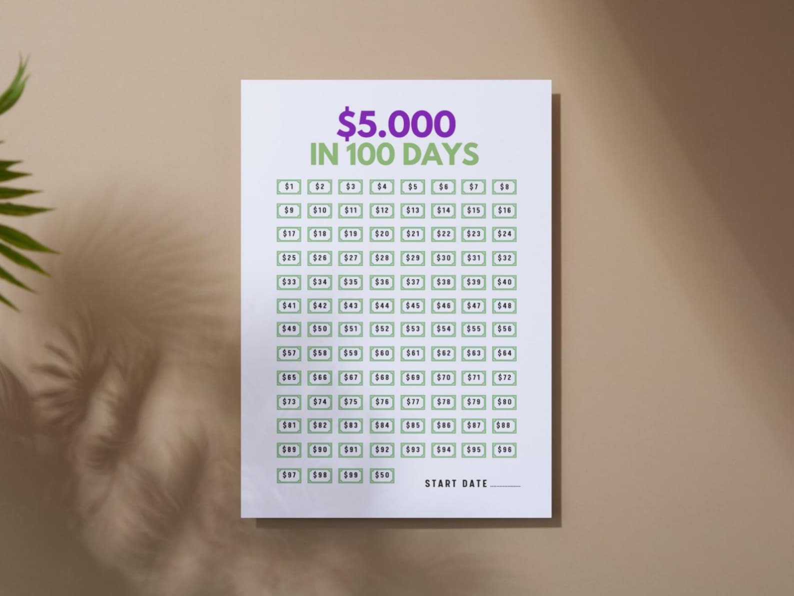 5K Savings Challenge | 5K in 100 Days & 5K in 52 Weeks | Printable ...