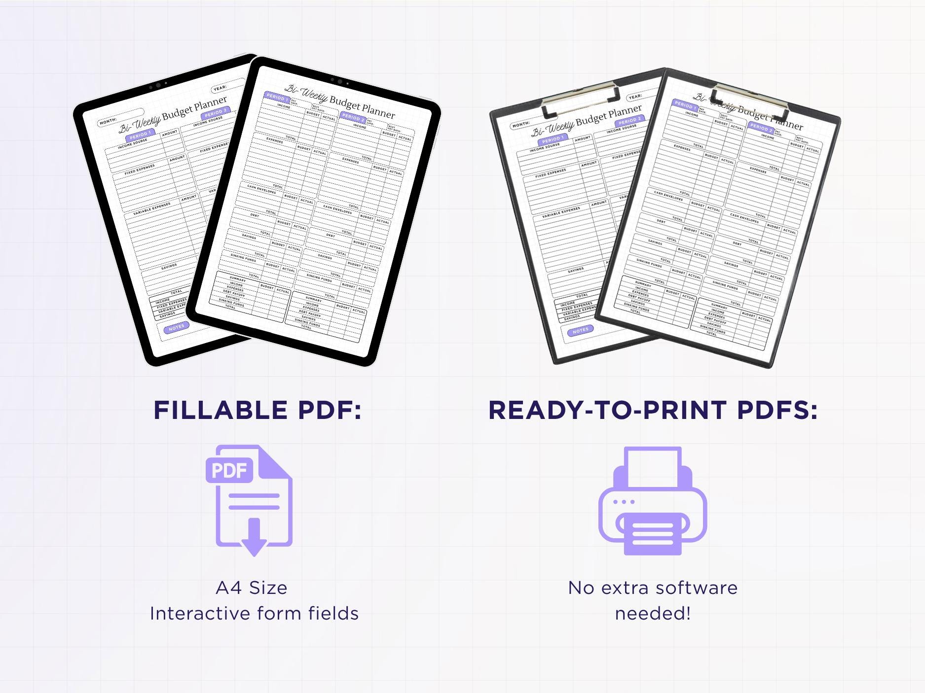 Bi-weekly Budget Planner: Fillable PDF, Canva Template (A4, Letter Size ...