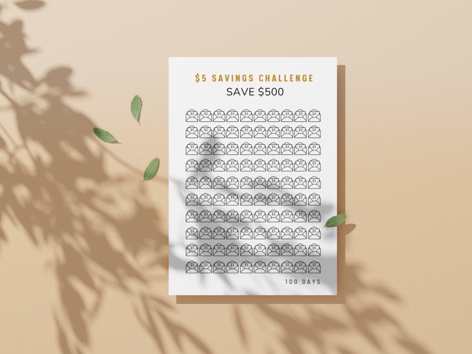 5 Dollar Savings Challenge Printable Bundle – 7/30/40/50/100 Day | 5 ...