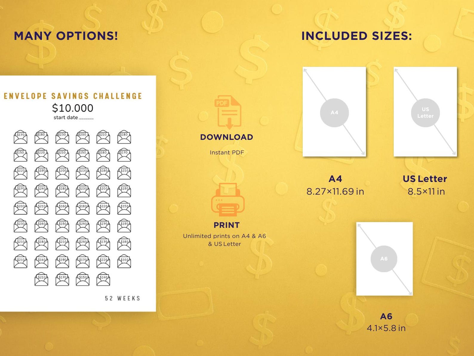 10K Savings Challenge | Printable Money Tracker PDF | 100 Day 26 Week ...
