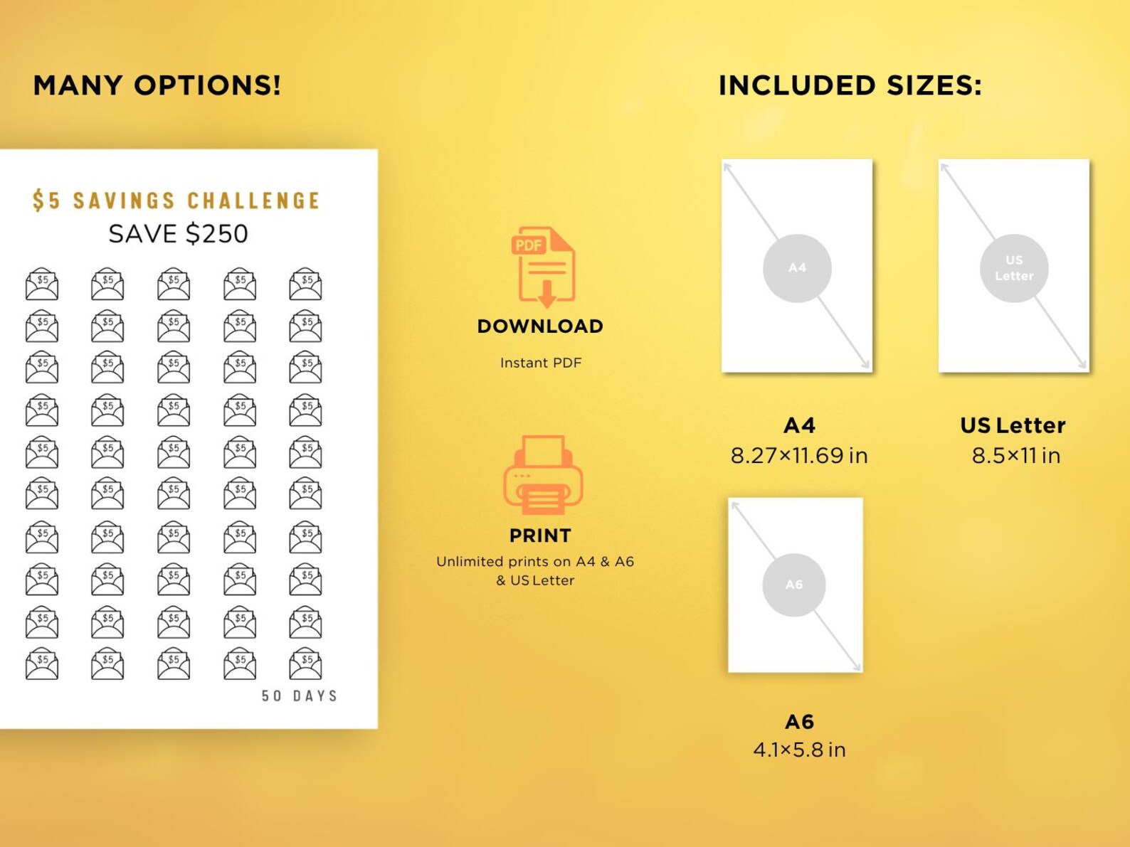 5 Dollar Savings Challenge Printable Bundle – 7/30/40/50/100 Day | 5 ...