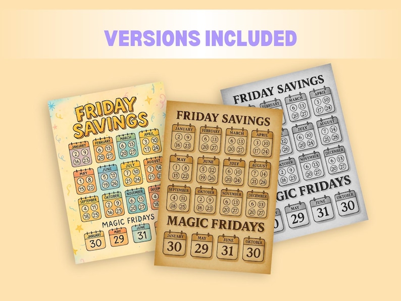 2026 Friday Savings Challenge | Printable Magic Fridays Tracker | 3 ...