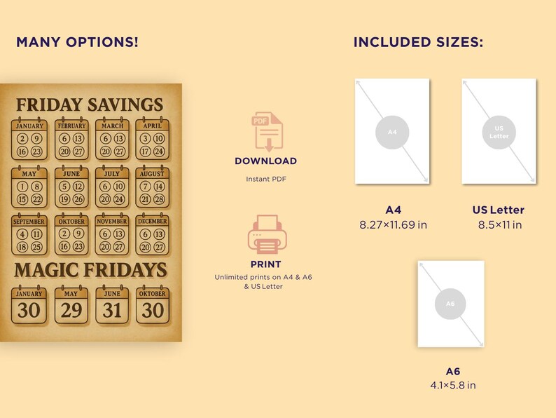 2026 Friday Savings Challenge | Printable Magic Fridays Tracker | 3 ...