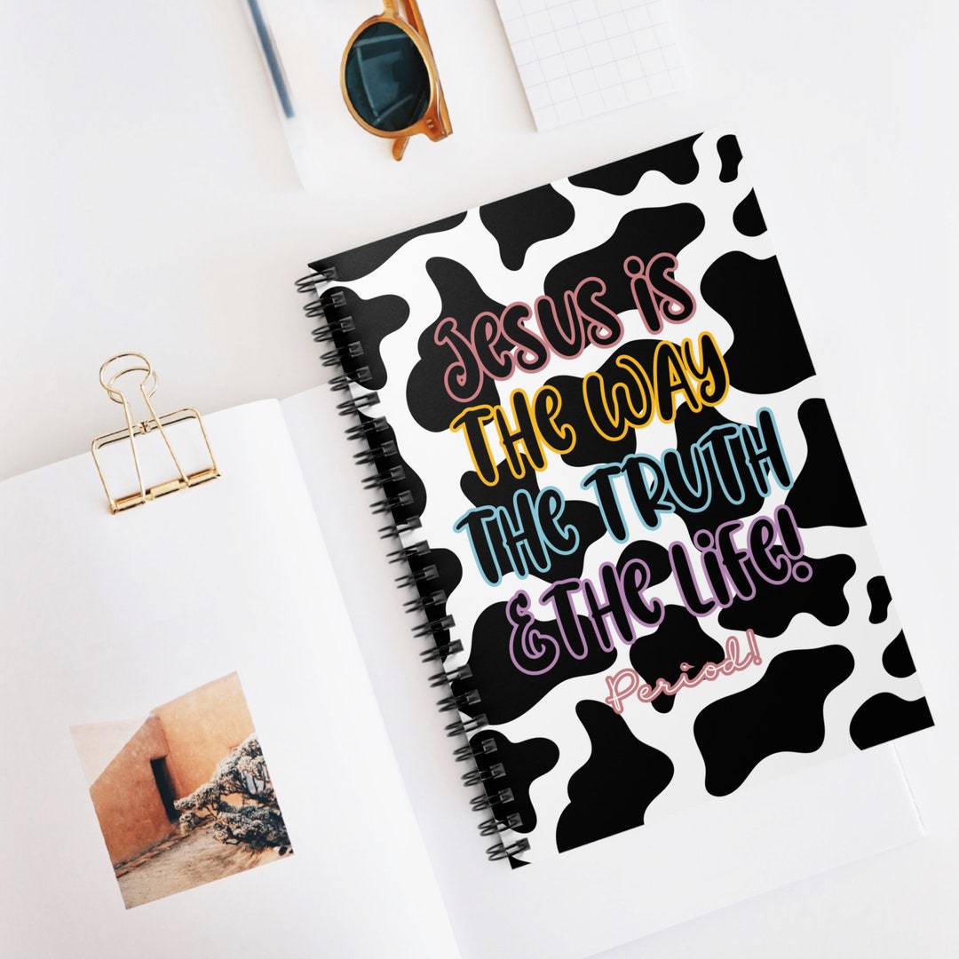 Cute Christian Cow Print “jesus is the Way” Spiral Notebook for Bible ...