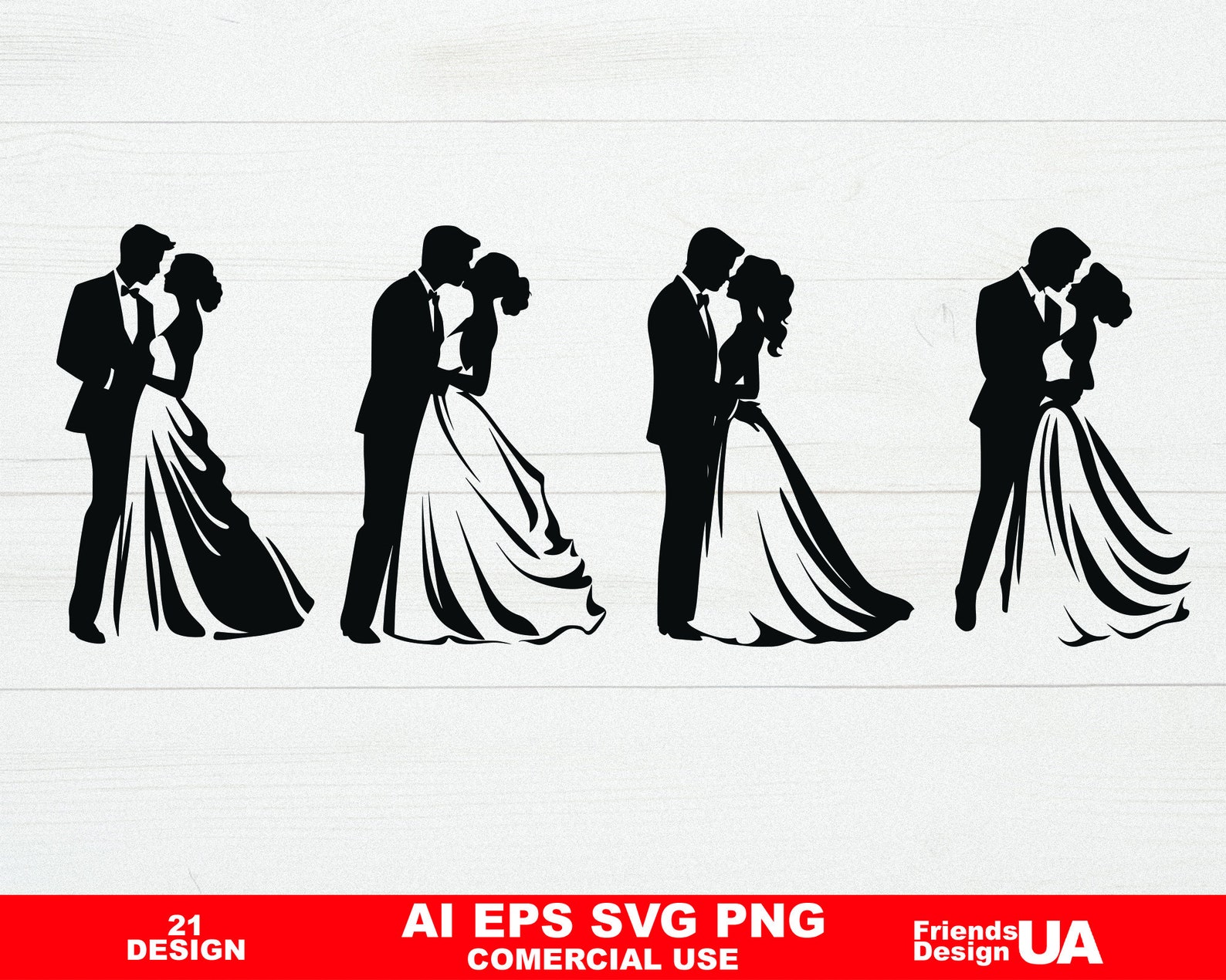 Wedding SVG 21 Pack, Bride and Groom SVG, Wedding Clipart, Newlyweds ...
