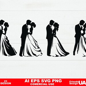 Wedding SVG 21 Pack, Bride and Groom SVG, Wedding Clipart, Newlyweds ...