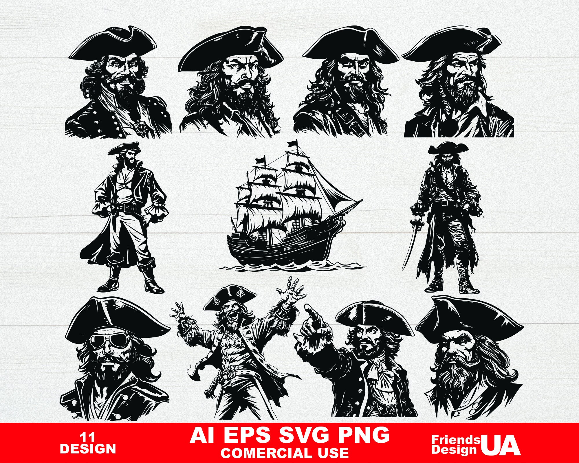 Pirate SVG Pack, Pirate PNG Bundle, Pirate Clipart, Pirate SVG Cut ...