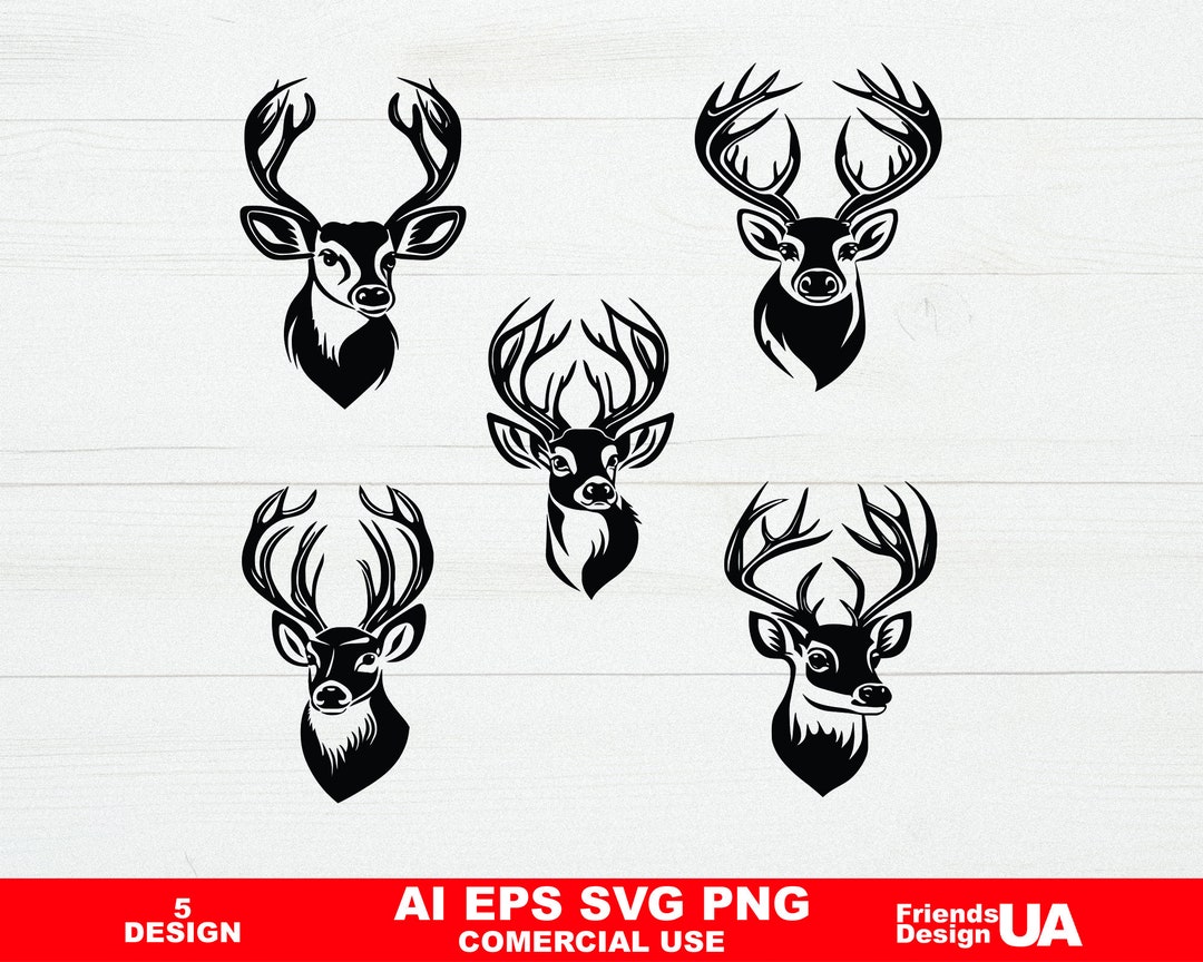 Deer Head SVG, Deer Face Svg Pack, Deer Head Monogram, Deer Head ...