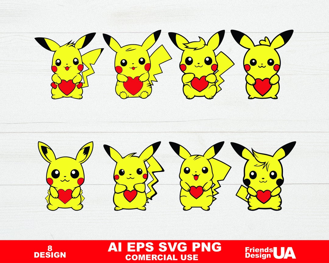 Pikachu Valentine SVG, Pikachu Heart SVG, Holding Heart SVG, Cricut ...