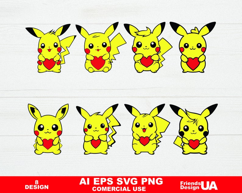 Pikachu Valentine SVG, Pikachu Heart SVG, Holding Heart SVG, Cricut ...