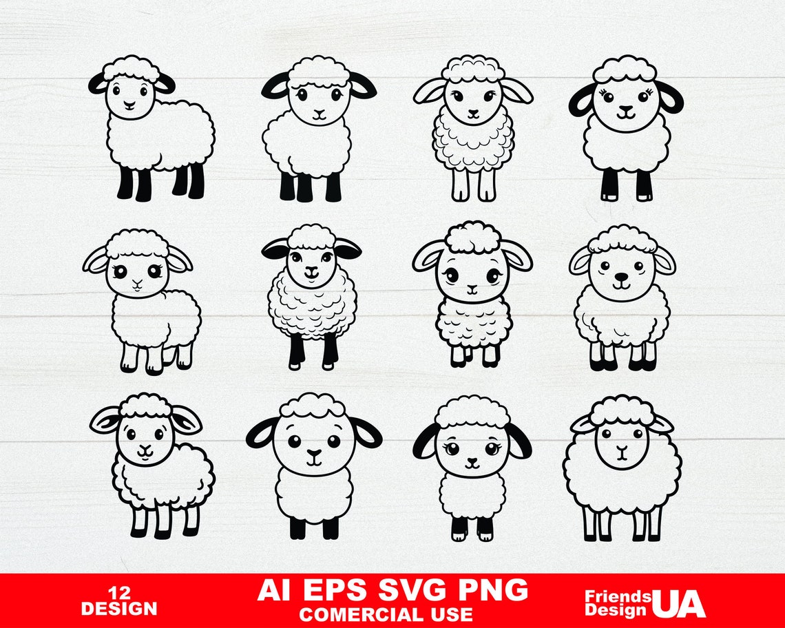 Sheep SVG Bundle,cute Sheep SVG, Sheep PNG, Sheep Cut Files, Sheep Head ...