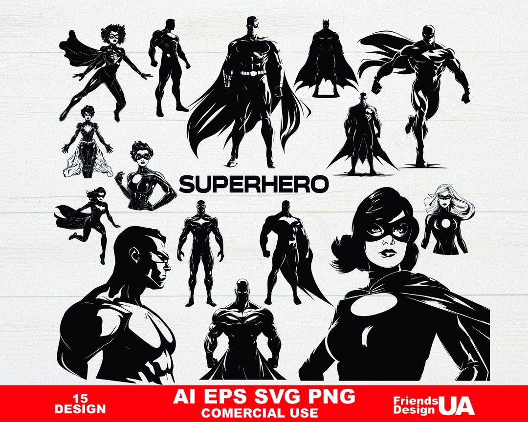 Superheroes SVG Pack, Heroes PNG, Bundle Layered Svg, Svg for Cricut ...