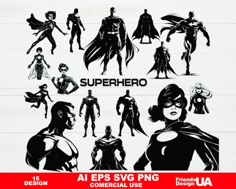 Superheroes SVG Pack, Heroes PNG, Bundle Layered Svg, Svg for Cricut ...