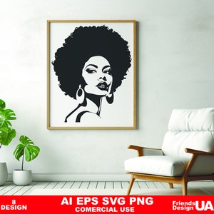 Afro-american Woman SVG Pack, Afro Woman SVG, Black Woman SVG, Natural ...