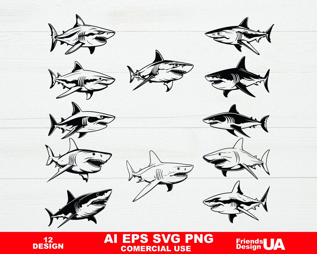 Shark Svg Bundle, Shark Png Bundle, Shark Clipart, Shark Silhouette ...