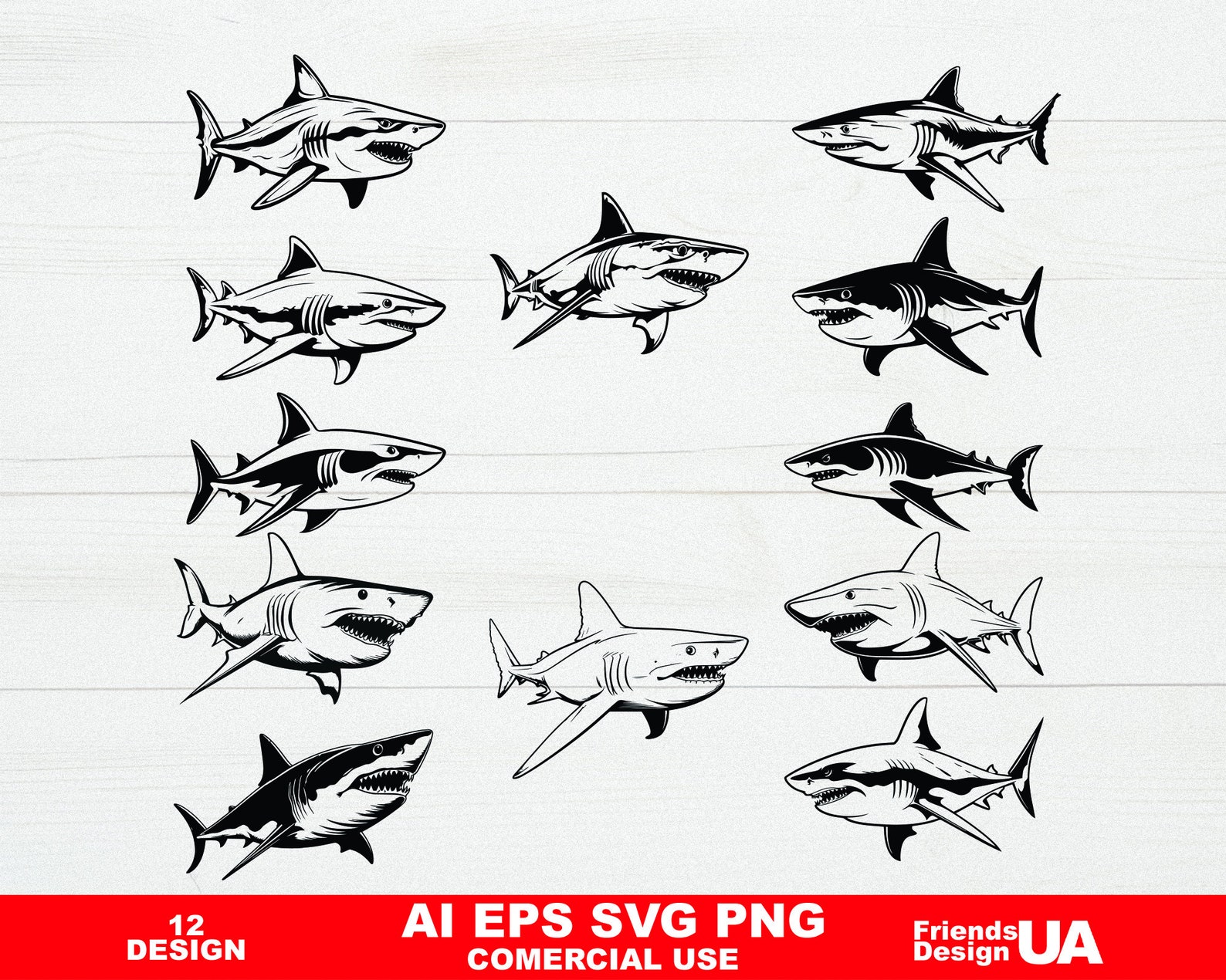 Shark Svg Bundle, Shark Png Bundle, Shark Clipart, Shark Silhouette ...