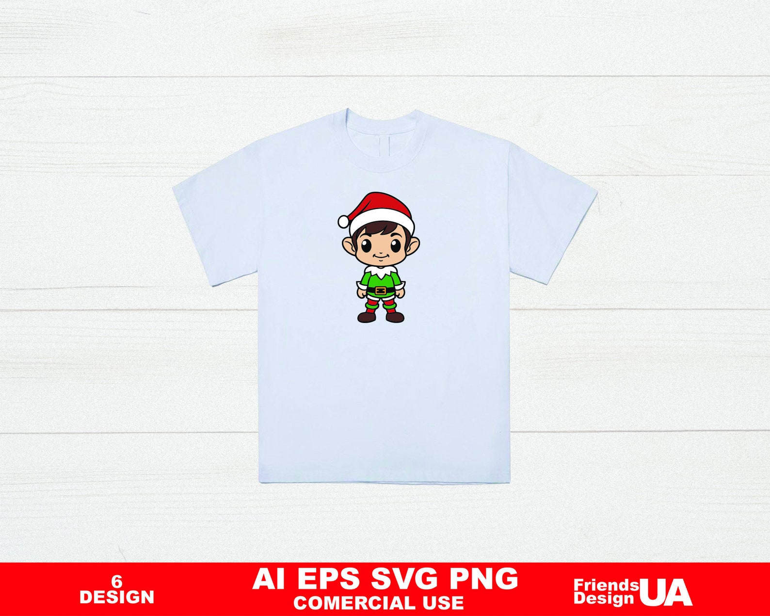 6 Christmas Elfs SVG Clipart, Christmas Elves Vector, Elf in Santa Hat ...