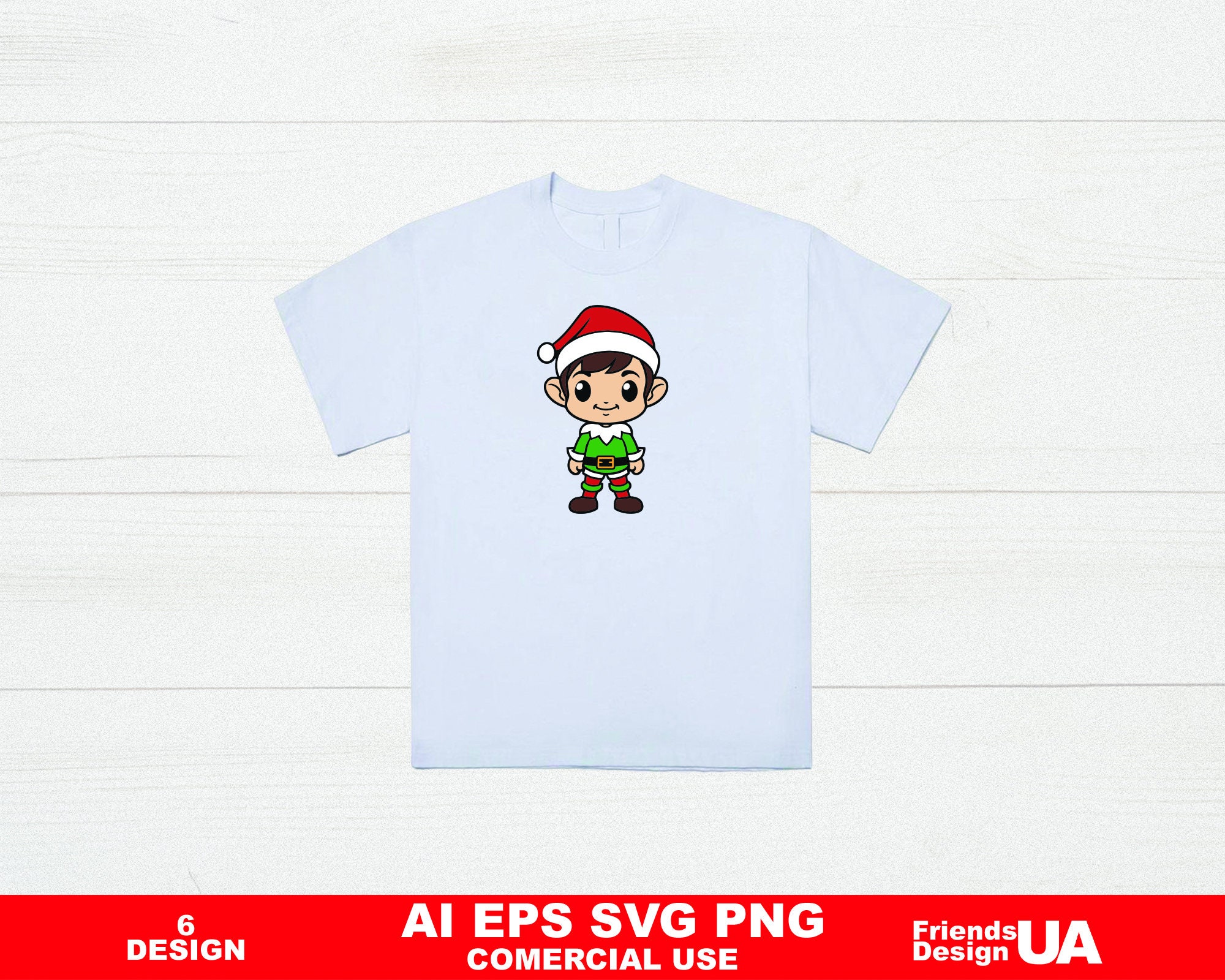 6 Christmas Elfs SVG Clipart, Christmas Elves Vector, Elf in Santa Hat ...