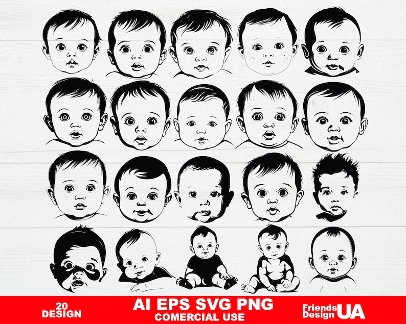 Baby Face SVG, Newborn SVG, Kids Clipart, Cute Baby Svg, Child Face SVG ...