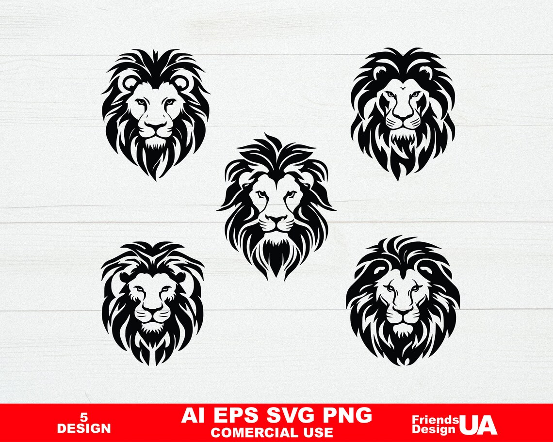 Lion SVG, Lion Logo Head, Lion Head Svg Pack, Lion Head Svg, Lion Head ...