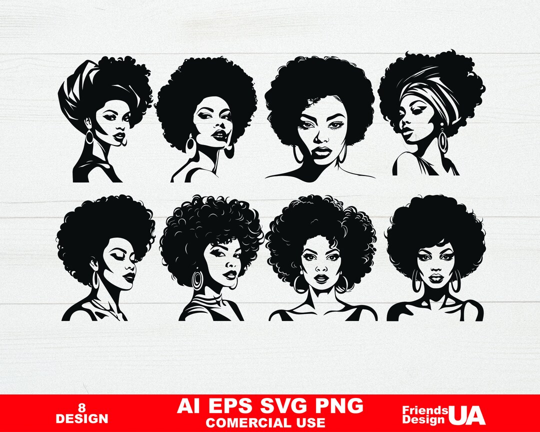 Afro-american Woman SVG Pack, Afro Woman SVG, Black Woman SVG, Natural ...