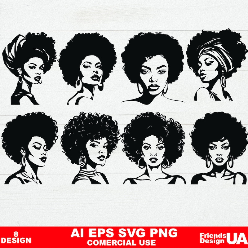Afro Woman Svg - Etsy
