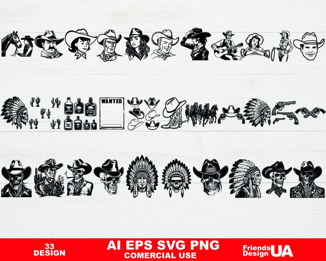 33 Western SVG Bundle, Wild West PNG, Cowboy SVG, Old West ...