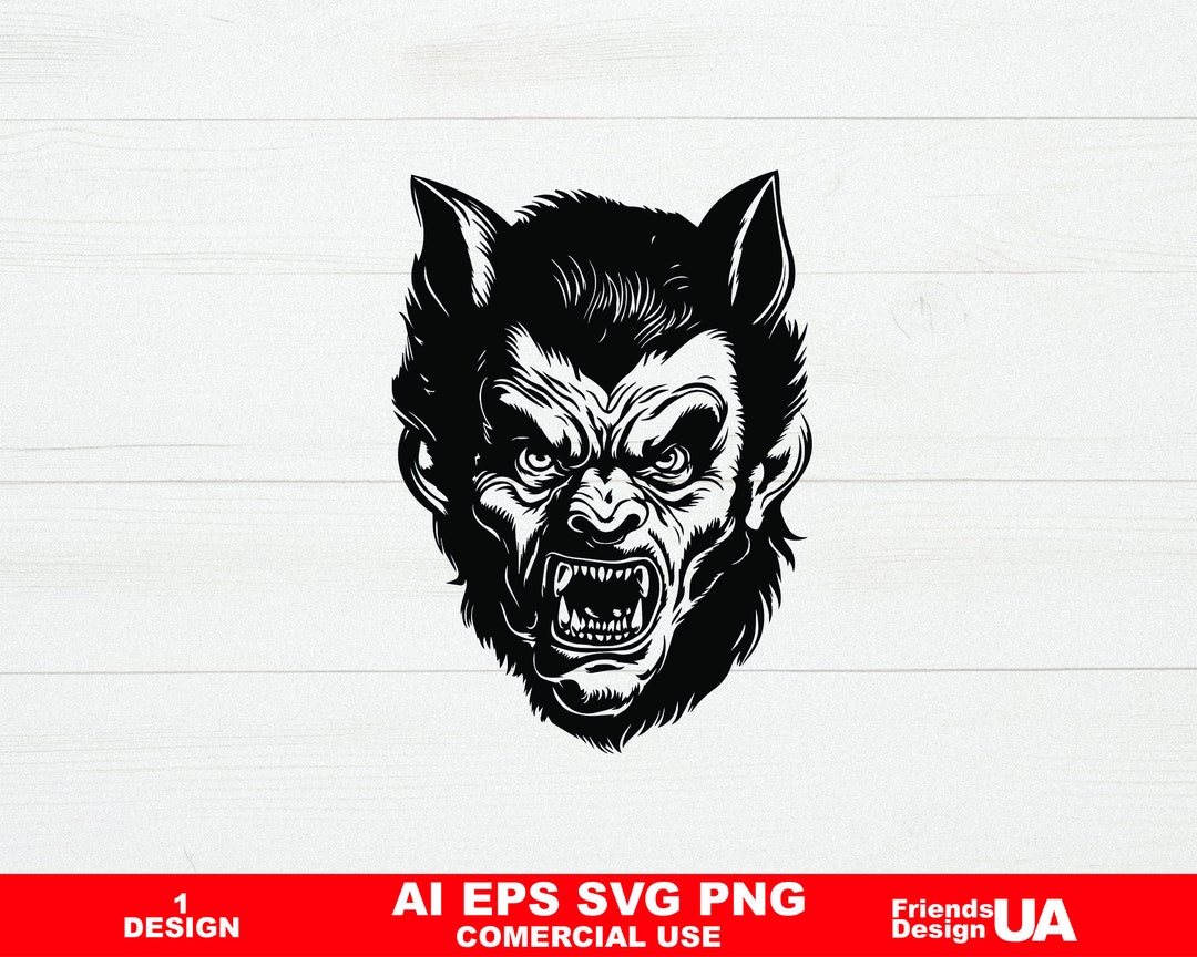 Wolfman SVG, Werewolf Head SVG Png Dxf Eps, Wolf PNG, Tattoo Tribal ...