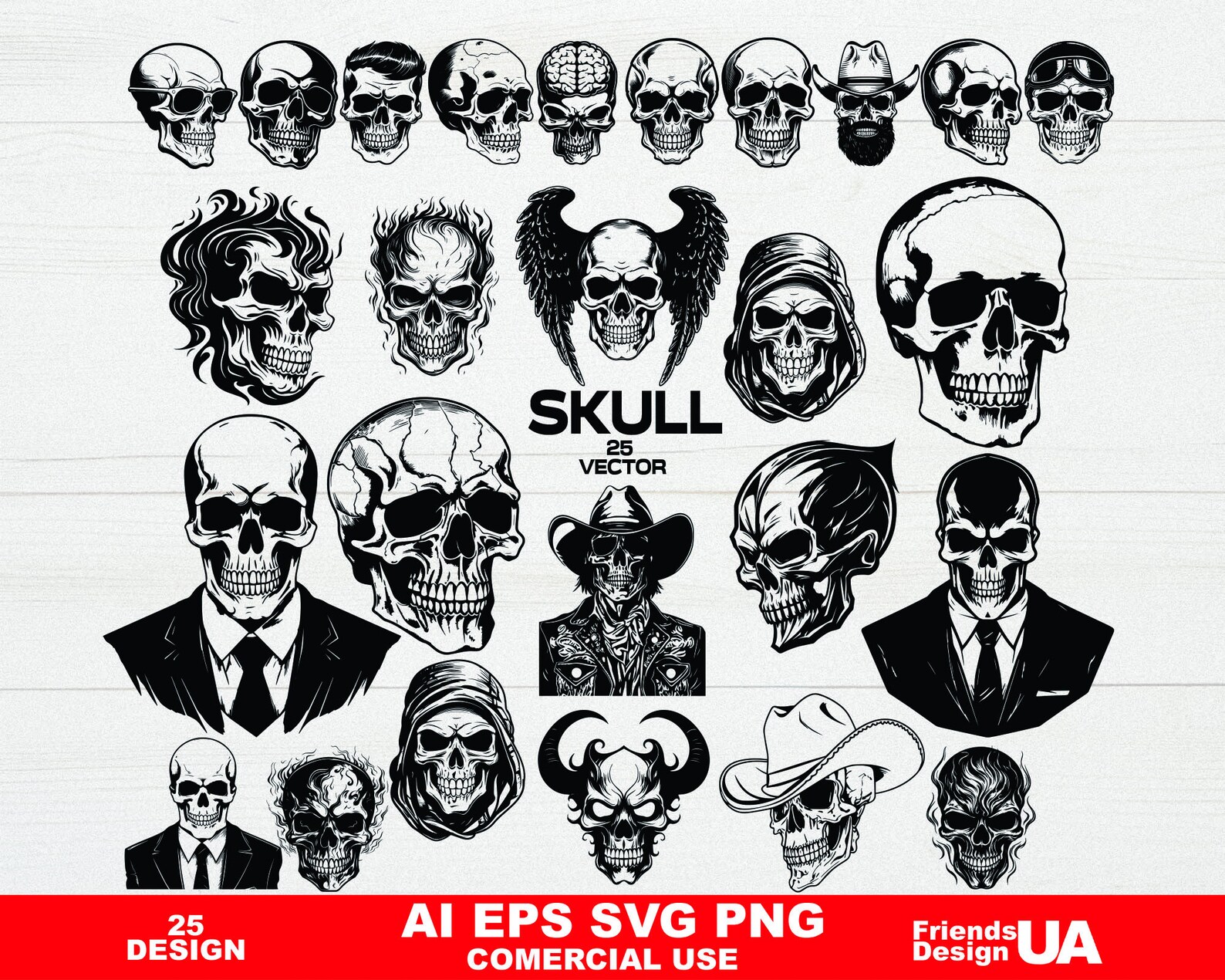 Skull SVG Bundle, Skull PNG Files, Skull Clipart, Skull Head Svg, Svg ...